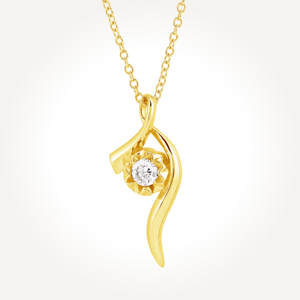 14KT Yellow Gold The Sun and The Wind Pendant 0.04 CT. T.W. - Spence ...