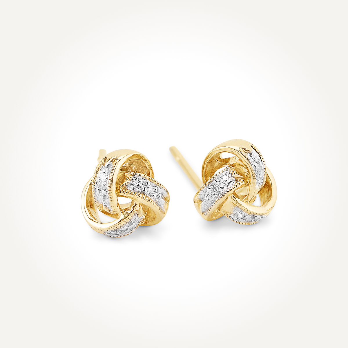 14K Yellow Gold Diamond Link Earrings 0.02 CT. T.W. - Spence Diamonds