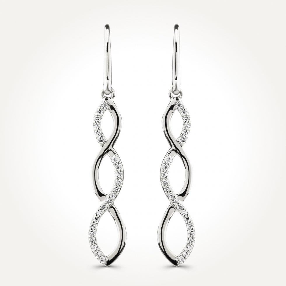 14K White Gold Fancy Earrings 0.08 CT. T.W. - Spence Diamonds
